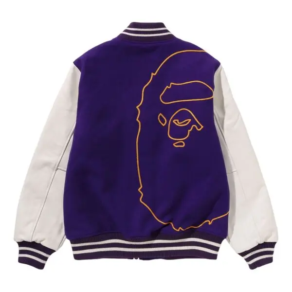 A BATHING APE Giant Ape Head Varsity Jacket - Red
