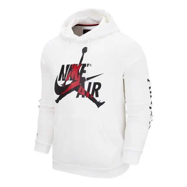 JORDAN Air Alphabet Logo Pullover Fleece Hoodie - White