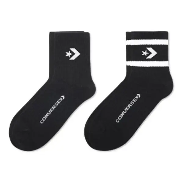 CONVERSE Core Twin Pack Mid-crew Quarter Socks - Black