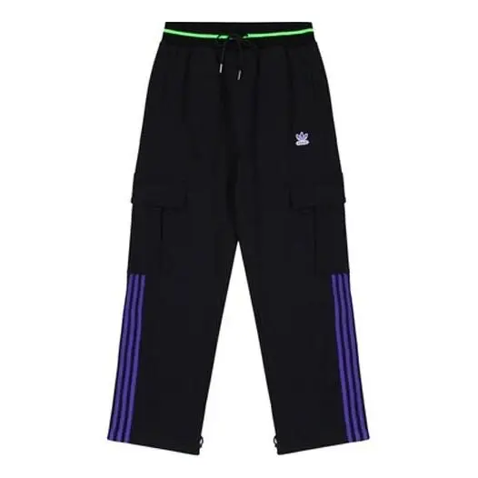 Adidas Originals X Sankuanz Crossover Cargo Straight Loose Sports Pants - Black
