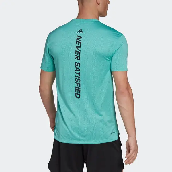 Adidas Alphabet Logo Printing Round Neck Short Sleeve Green T-shirt - Default Color