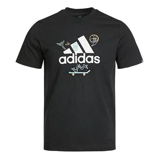 Adidas Causual Sports Round Collar Printing Male - Black