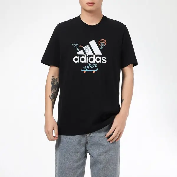 Adidas Causual Sports Round Collar Printing Male
