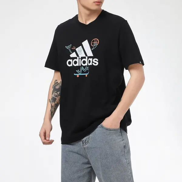 Adidas Causual Sports Round Collar Printing Male