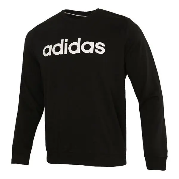 Adidas Round Neck Casual Pullover With Long Sleeves - Black