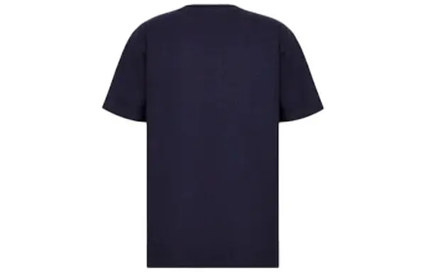 Dior Ss22 Embroidered Plain Weave Knit Short Sleeve Navy T-shirt