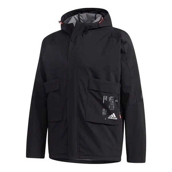 Adidas Hooded Sports Training Jacket With Zip-up Closure - Black