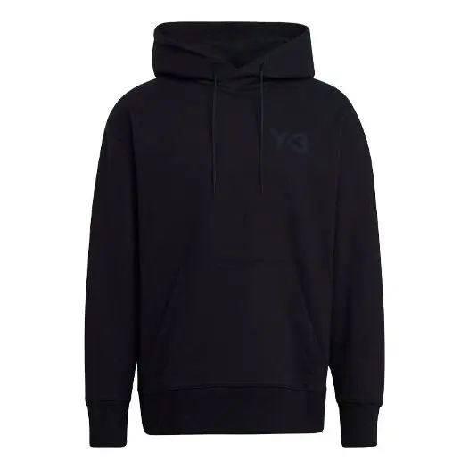 Adidas Y-3 Solid Color Hoodie With Logo Detail