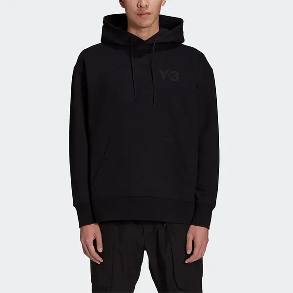 Adidas Y-3 Solid Color Hoodie With Logo Detail
