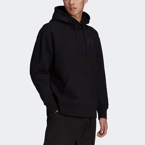 Adidas Y-3 Solid Color Hoodie With Logo Detail