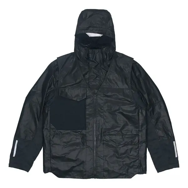 Nike Splicing Loose Windproof Hooded Padded Jacket - Black