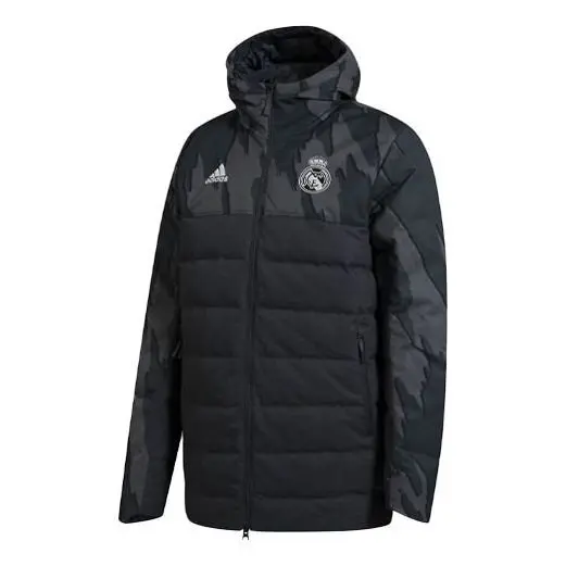 Adidas Real Madrid Hooded Down Jacket - Black