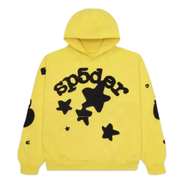 SP5DER Hoodie With Star Graphic - Gold
