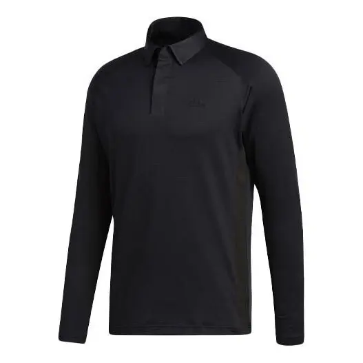 Adidas Brushed Brushed Ls Pl Golf Sports Training Casual Long Sleeves Polo - Black