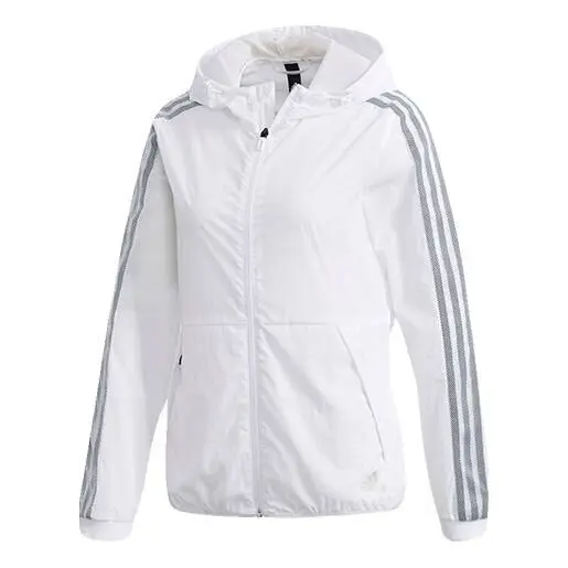Adidas Zip-up Hooded Track Jacket With Sporty Stripes