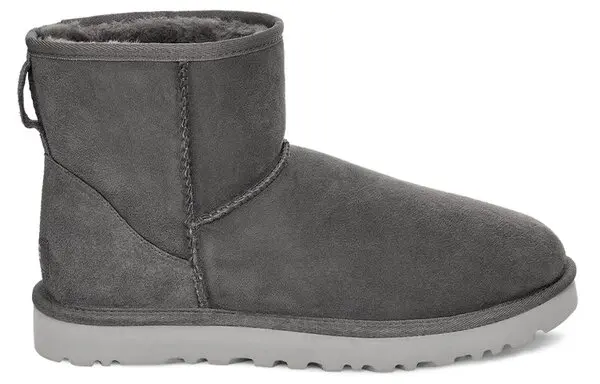 UGG Classic Mini Fleece Lined Ankle Boots - Dark Gray