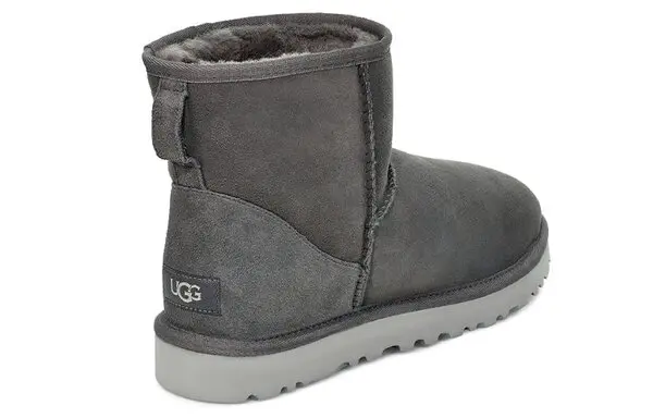 UGG Classic Mini Fleece Lined Ankle Boots - Dark Gray