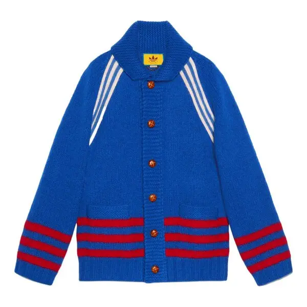 Gucci X Adidas Intarsia Wool Cardigan - Blue