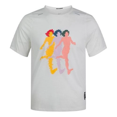 Nike Dri-fit Rise 365 A.i.r Artist Pattern Running Short Sleeve T-shirt - White