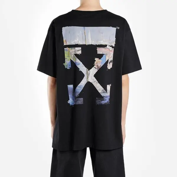 Off-White Oversize Painting Arrow Printing Cotton Round Neck Short Sleeve Loose Fit