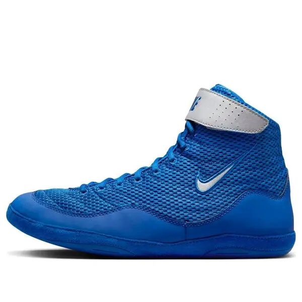 Nike Inflict Le High Top Wrestling Sneakers - Gray/blue/white