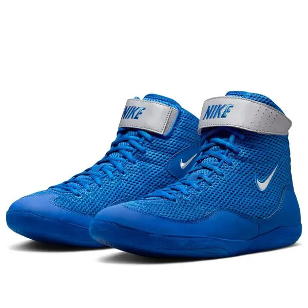 Nike Inflict Le High Top Wrestling Sneakers - Gray/blue/white