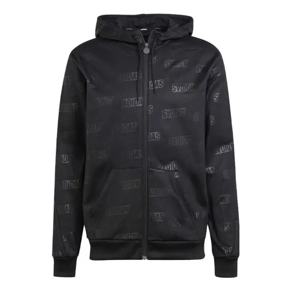 Adidas Original Embossed Polar Fleece Full-zip Hoodie - Black