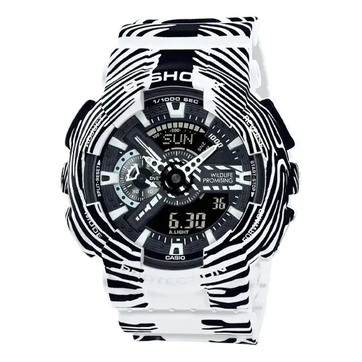 Casio G-shock Analog-digital Watch With Zebra Print - Black/white