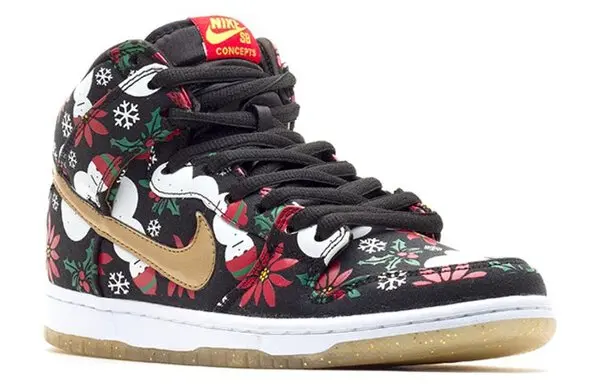 Nike X Concepts Sb Dunk High Premium "ugly Christmas Sweater