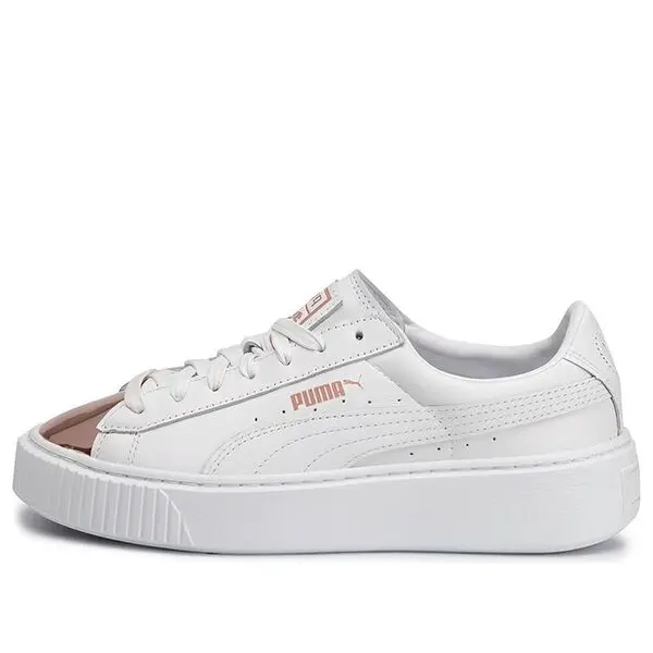 PUMA Basket Platform Metallic Sneakers - White/gold