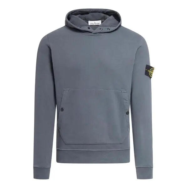 Stone Island Logo Patch Ribbed Hoodie - Grey