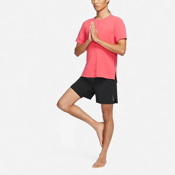 Nike Dri-fit Short Sleeve Yoga Top - Light Red