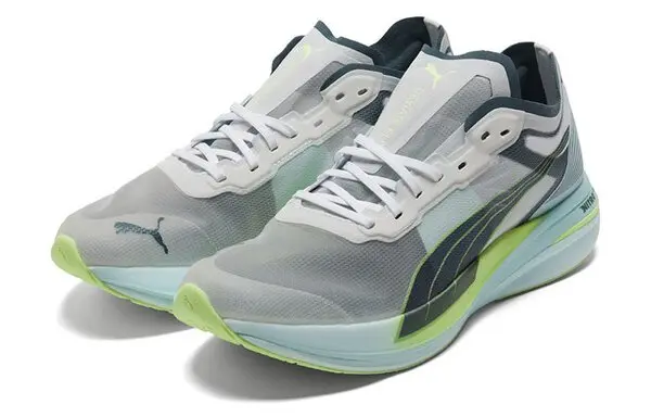 PUMA Deviate Nitro Elite Athletic Sneakers - Gray/green/blue