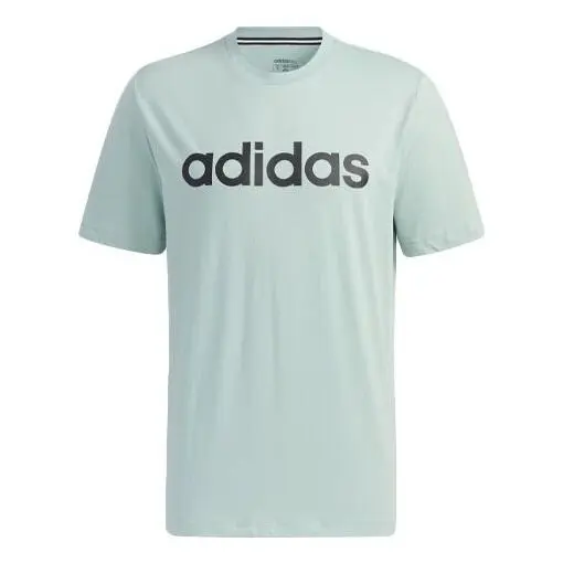 Adidas Neo Logo Printing Sports Round Neck Short Sleeve Green - Multi-color