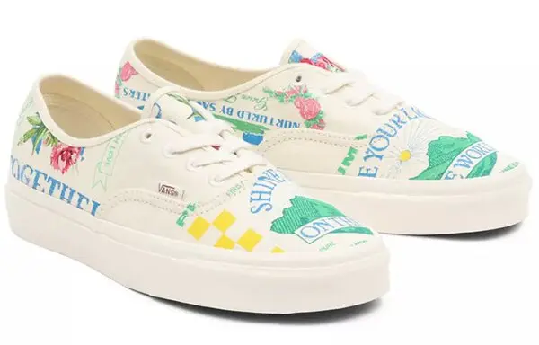VANS Authentic Low Top Sneakers With Cartoon Printing - White/green/blue