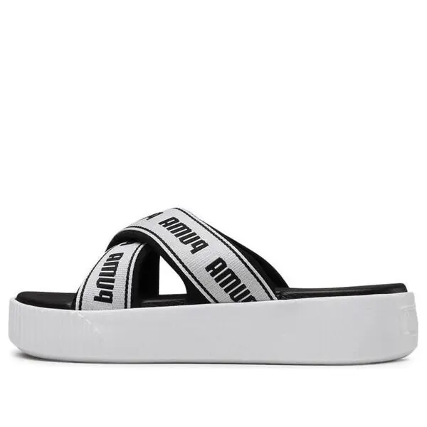 PUMA Platform Slide Tape Sandals - Black/white