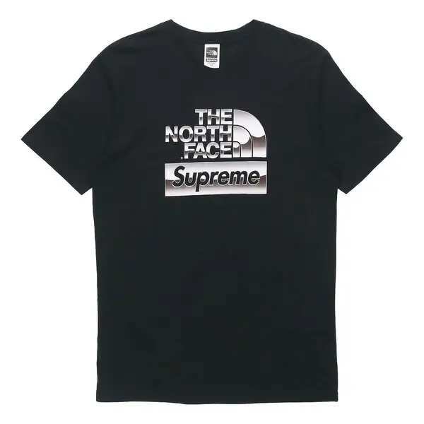 Supreme Ss18 X The North Face Metallic Logo Tshirt Logo Tee - Black