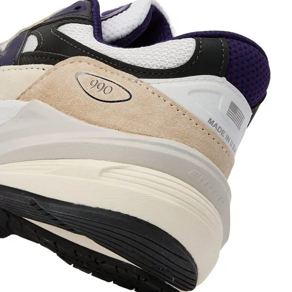 NEW BALANCE 990v6 Made In Usa Sneakers - White/black Plum/phantom