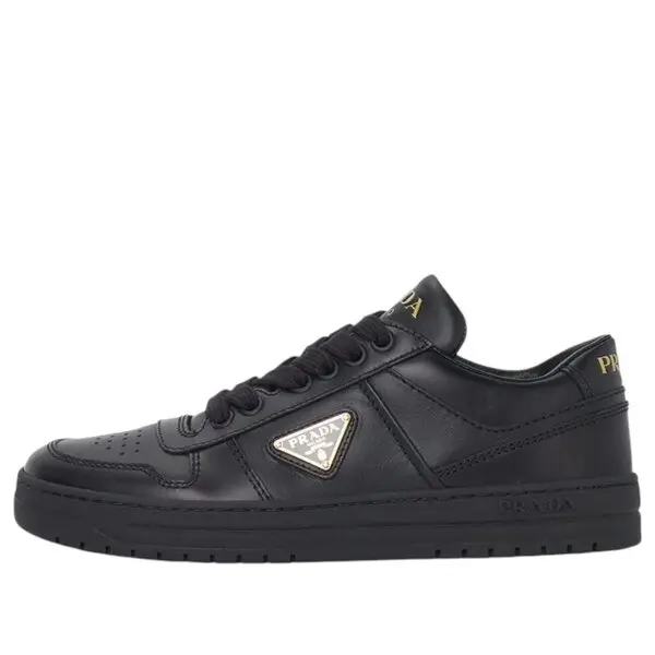 Prada Downtown Leather Low Top Sneakers - Black
