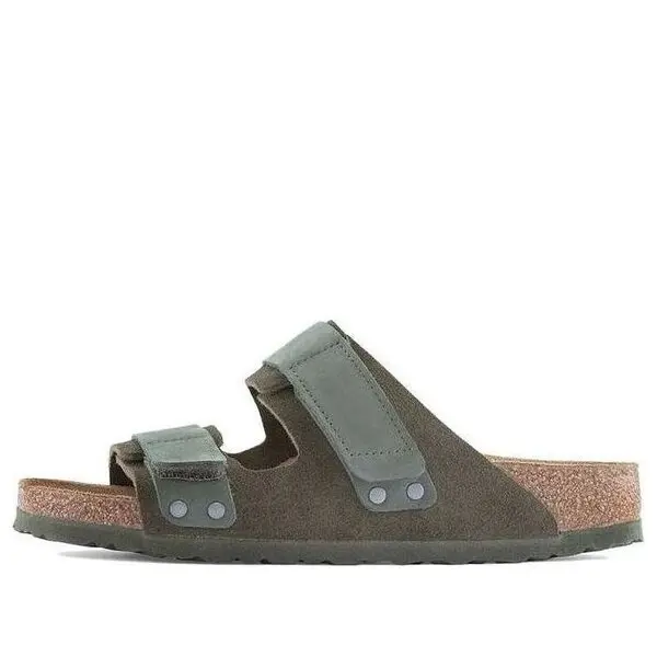 BIRKENSTOCK Uji Nubuck Suede Leather Sandals - Green