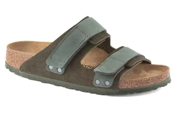 BIRKENSTOCK Uji Nubuck Suede Leather Sandals - Green