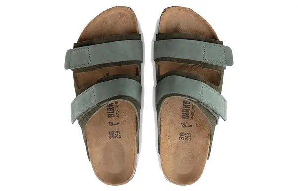 BIRKENSTOCK Uji Nubuck Suede Leather Sandals - Green