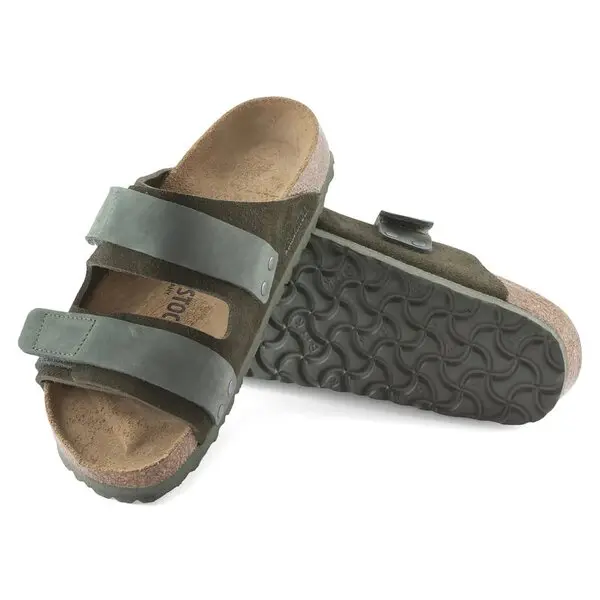 BIRKENSTOCK Uji Nubuck Suede Leather Sandals - Green