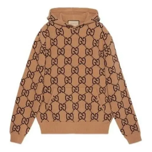 Gucci Gg Wool Hooded Sweatshirt - Camel/ebony