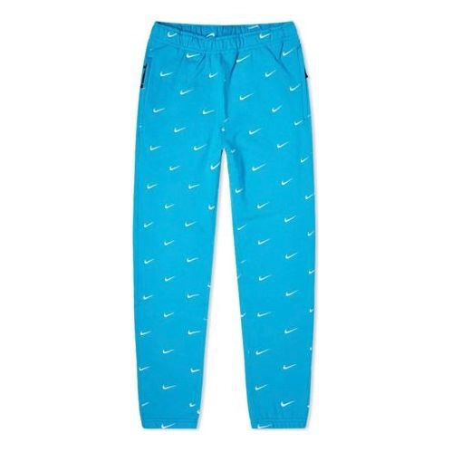 Nike Nrg Swoosh Logo Full Print Straight Sports Pants/trousers/joggers - Blue