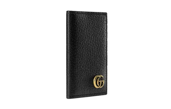 Gucci Gg Marmont Card Case 'black Gold - Black/gold