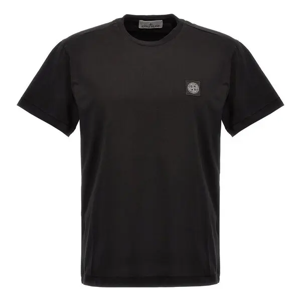 Stone Island Garment Dyed Logo T-shirt - Black