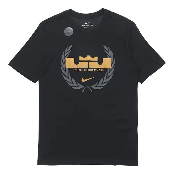 Nike Dri-fit Lebron Logo Round Neck Quick Dry Basketball Sports Short Sleeve - Black
