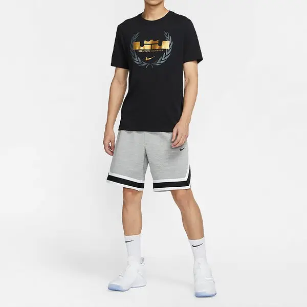 Nike Dri-fit Lebron Logo Round Neck Quick Dry Basketball Sports Short Sleeve - Black