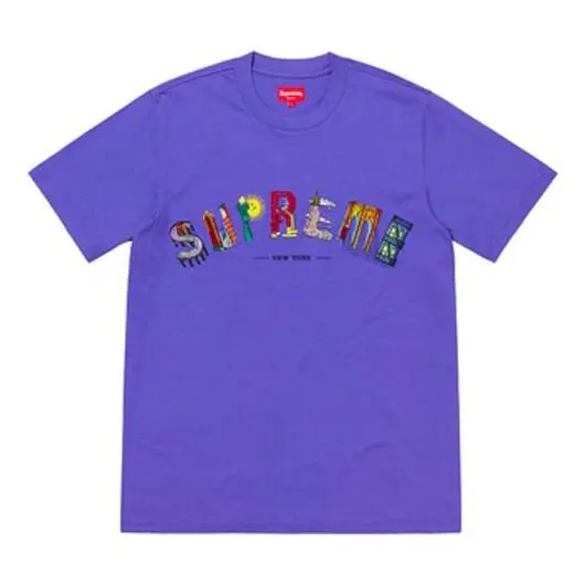 Supreme Ss19 City Arc Tee Dustypurple Logo Tee - Purple